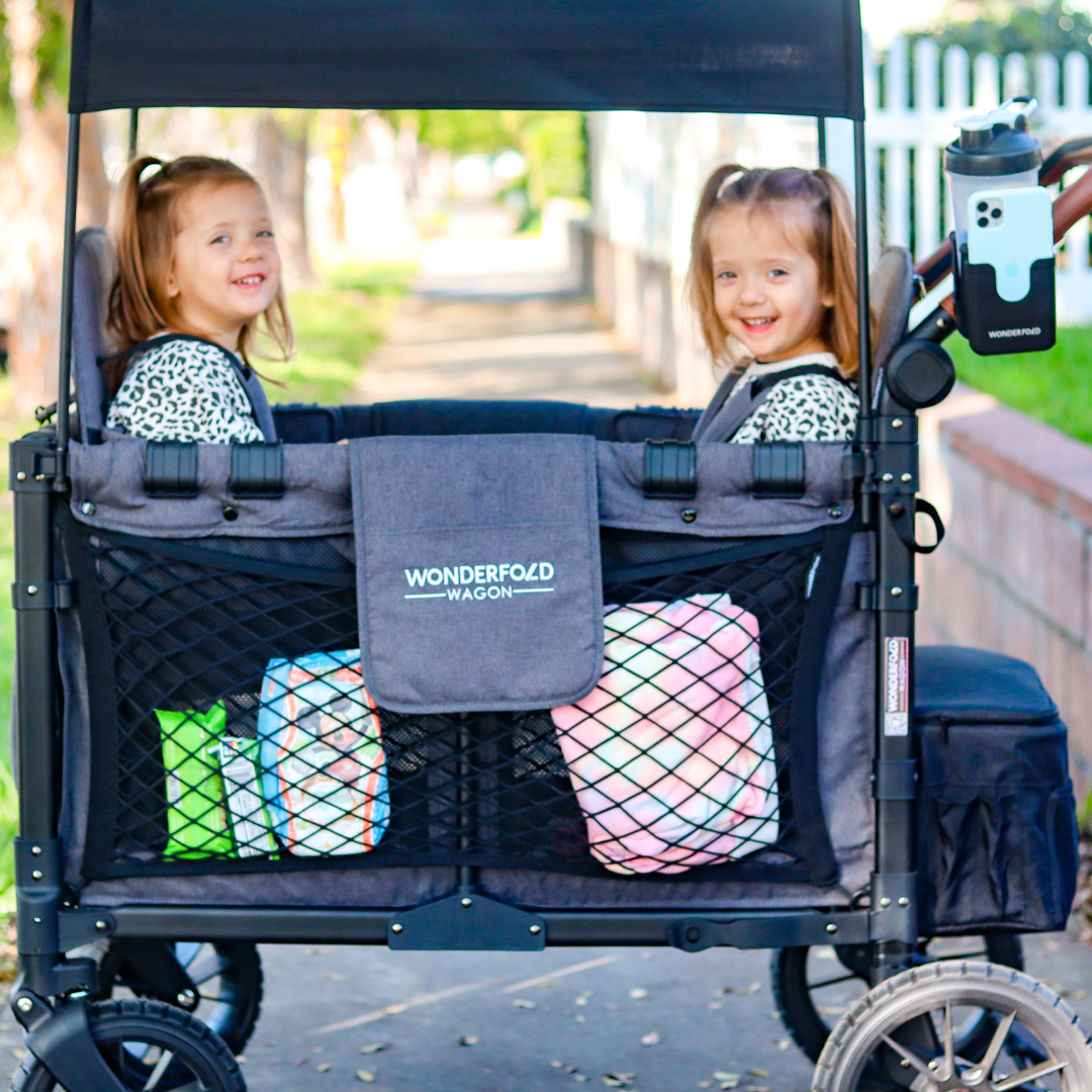 W4 Luxe Stroller Wagon - Volcanic Black | WonderFold Wagons Australia